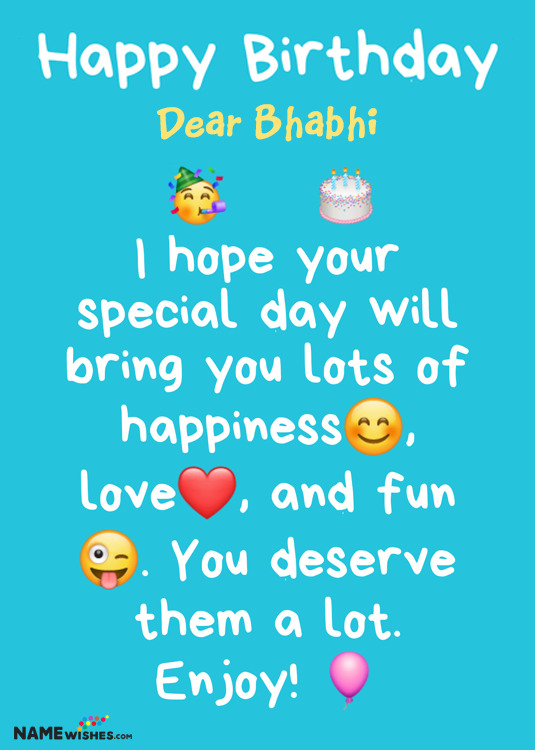 Dear Bhabhi Whatsapp Status Birthday Wishes With Name And Photo For Friends